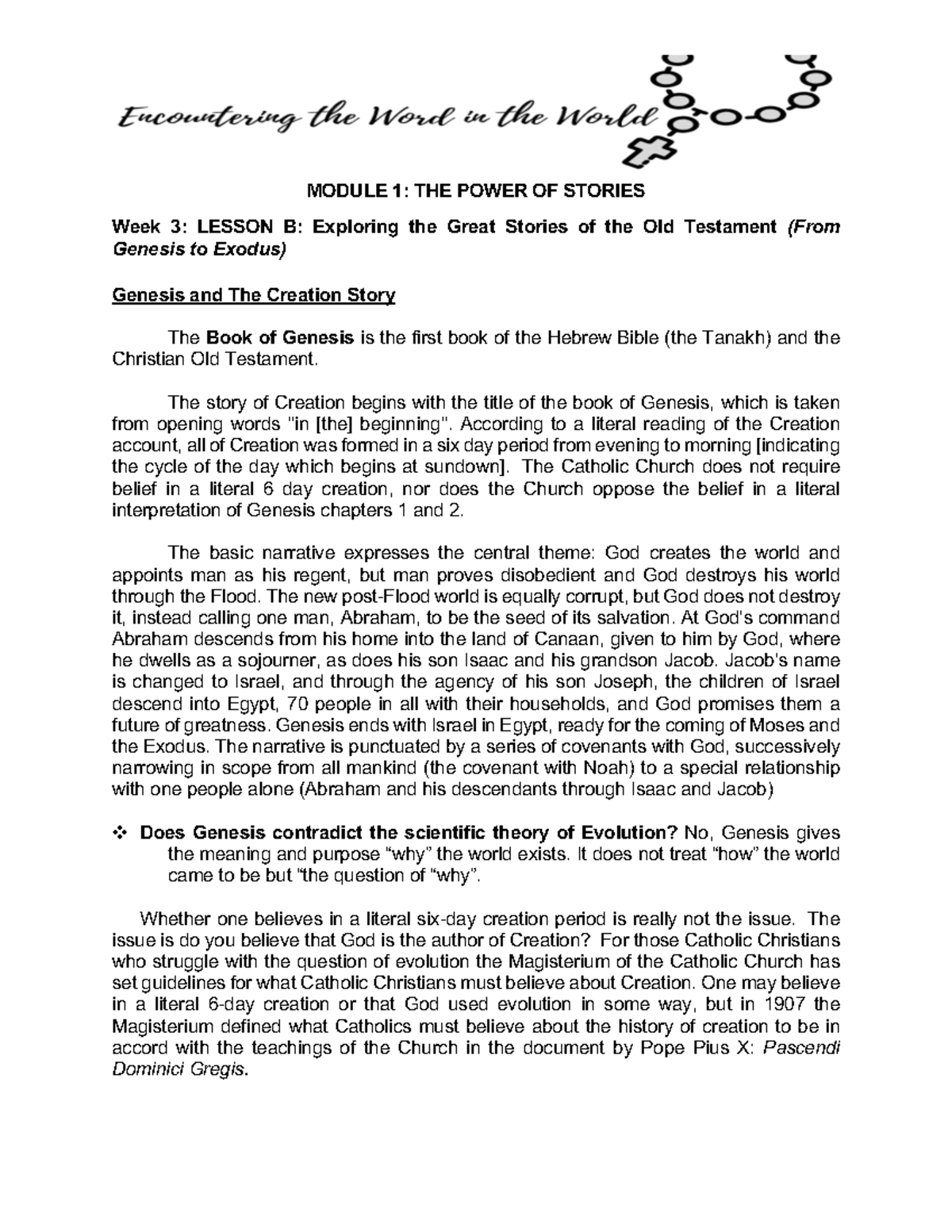 Week 3 Lesson B Hand-out - MODULE 1: THE POWER OF STORIES Week 3 ...