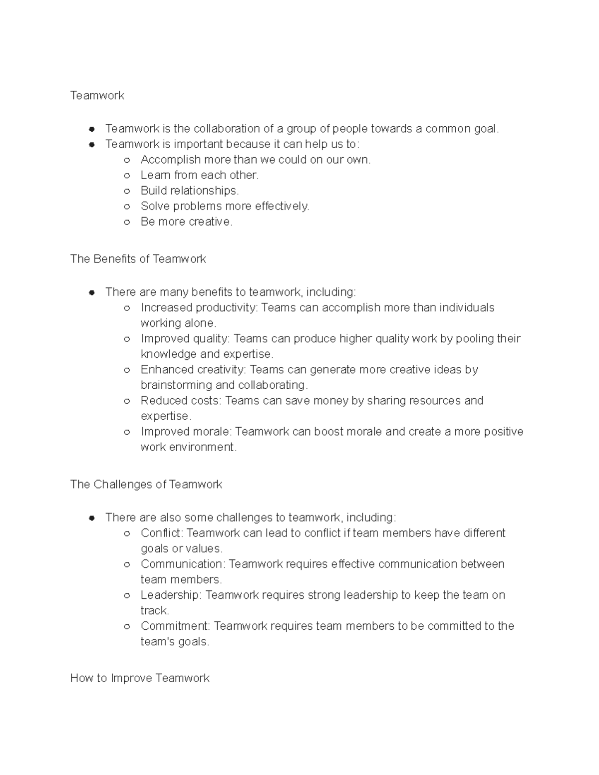 34 Teamwork - Teamwork Teamwork is the collaboration of a group of ...