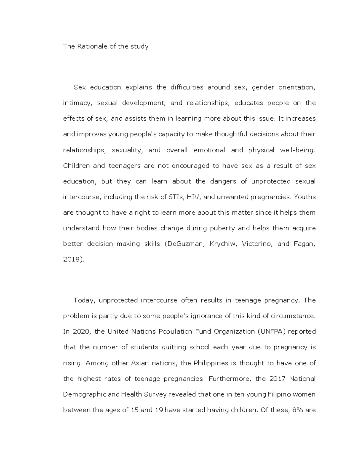 The Rationale of the study - It increases and improves young people's ...