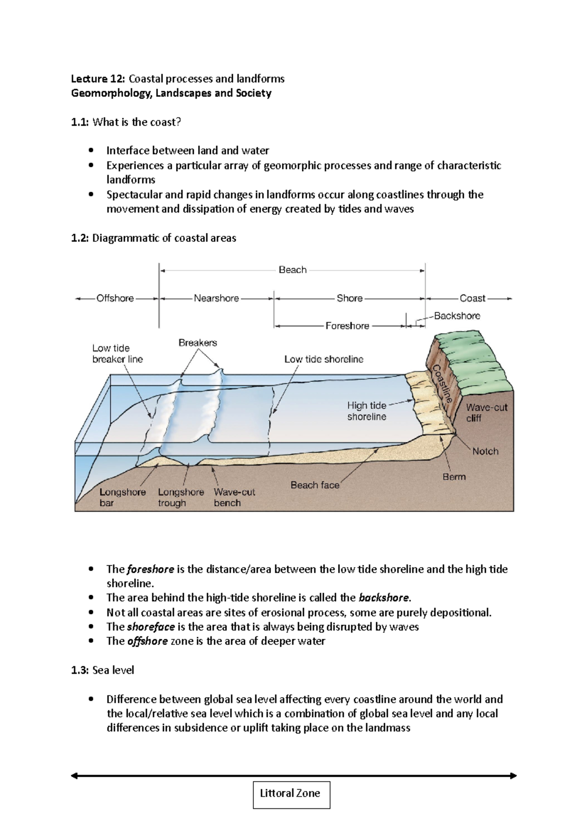 Lecture 11 - notes on shoreline dynamics - Lecture 12: Coastal ...
