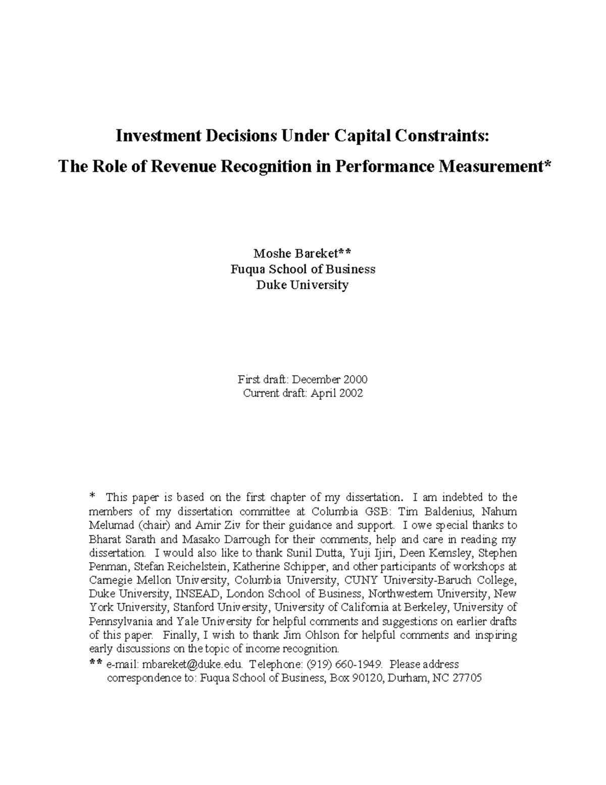 revenue recognition and incentives for investmen under capital ...