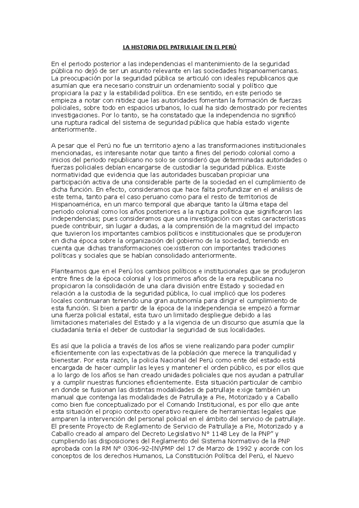 LA Historia DEL Patrullaje EN EL PERÚ - Condori - LA HISTORIA DEL ...