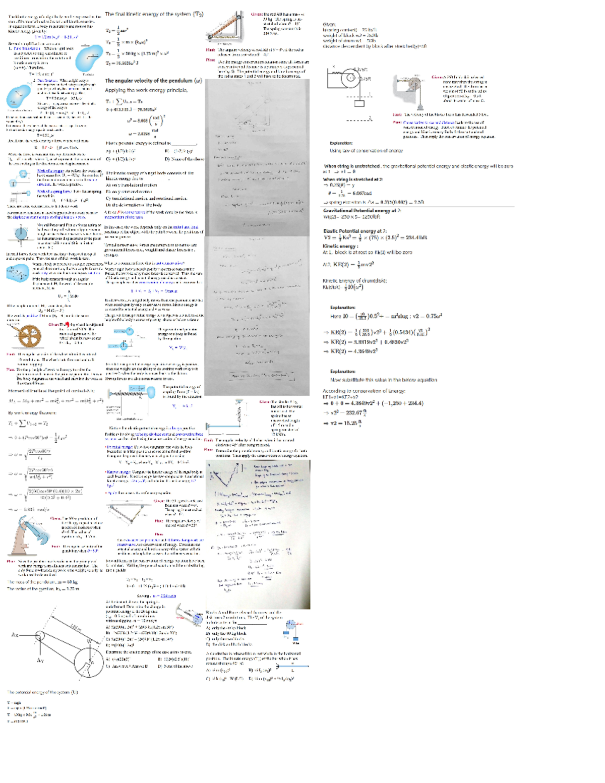 FE Cp2 - Dynamics Cheat sheet with various worked out problems and formulas - The final kinetic ...