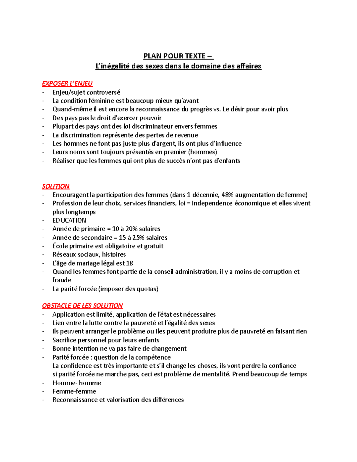PLAN POUR Texte - Plan for text - PLAN POUR TEXTE – L’inégalité des ...