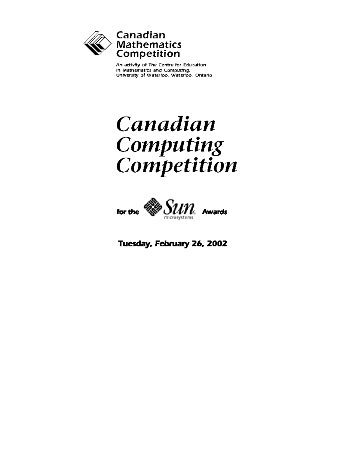 2002 CCCStage 1Contest - Canadian Mathematics Competition ####### An ...