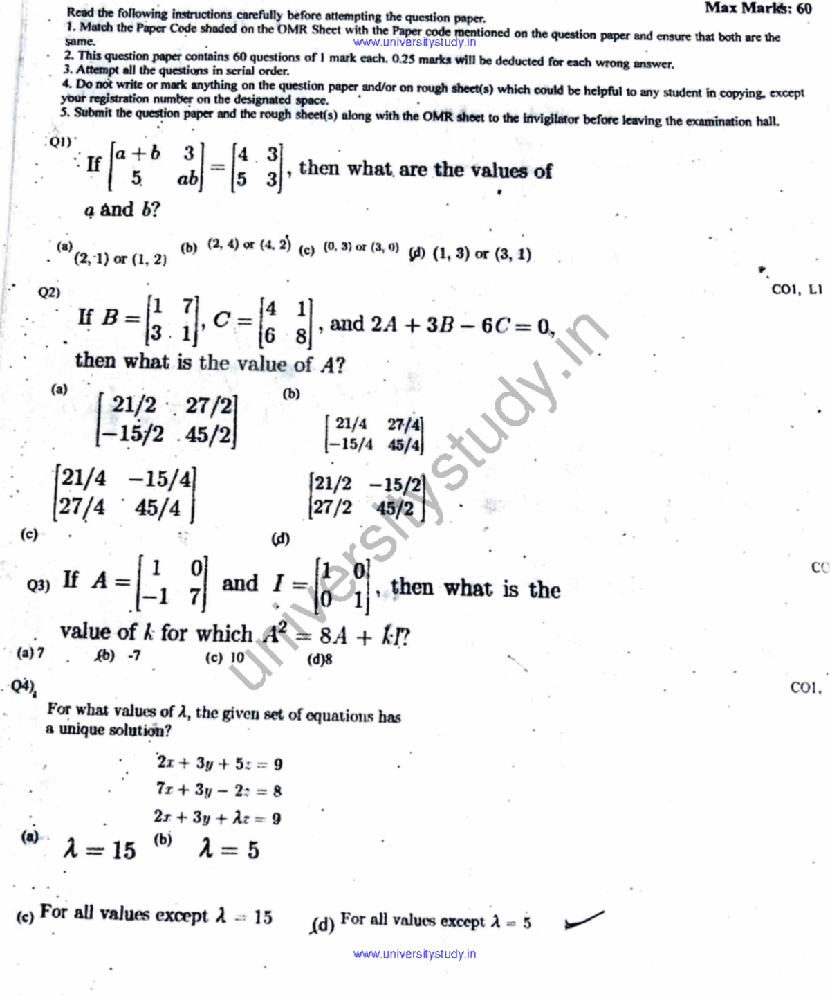 Sample paper 1 - f I Read the following imtructions carefully before ...