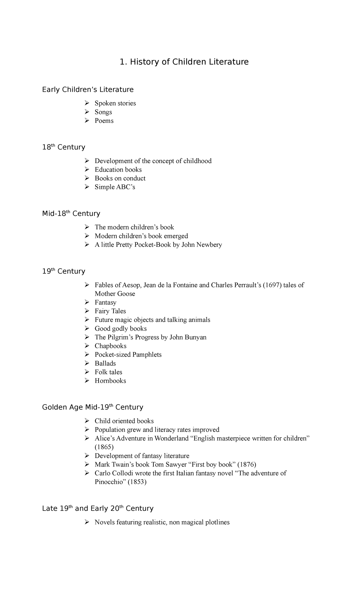 MC LIT 1 History OF Children Literature(DONE ) - 1. History of Children ...