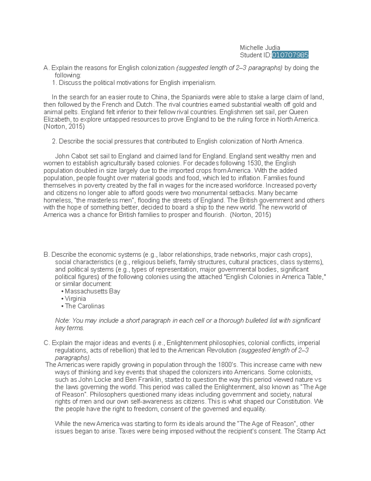 Task1 English Colonization PASSED - C121 - WGU - Studocu