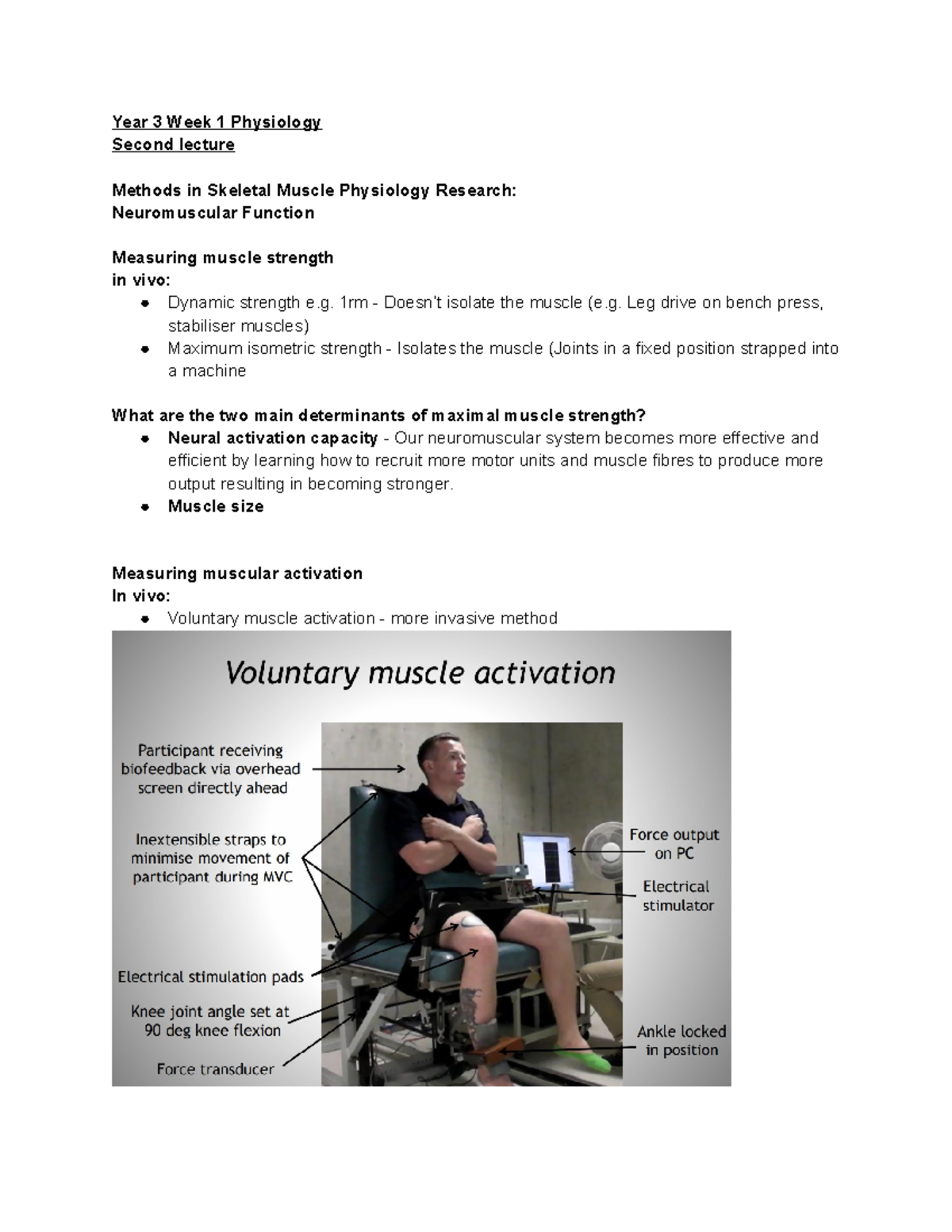 Year 4 Physiology - Methods in muscle research - Year 3 Week 1 ...