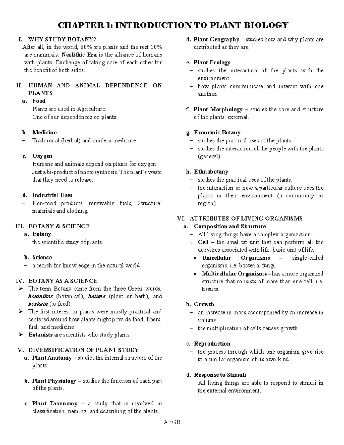 Botany-Midterm Reviewer - CHAPTER 1: INTRODUCTION TO PLANT BIOLOGY I ...