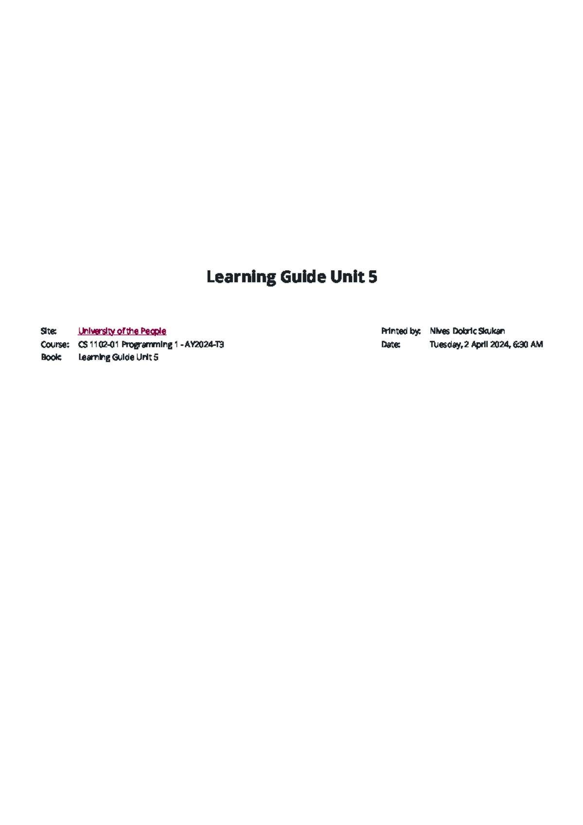 Learning Guide Unit 5 - This approach enhances code modularity, reusability, and maintainability ...