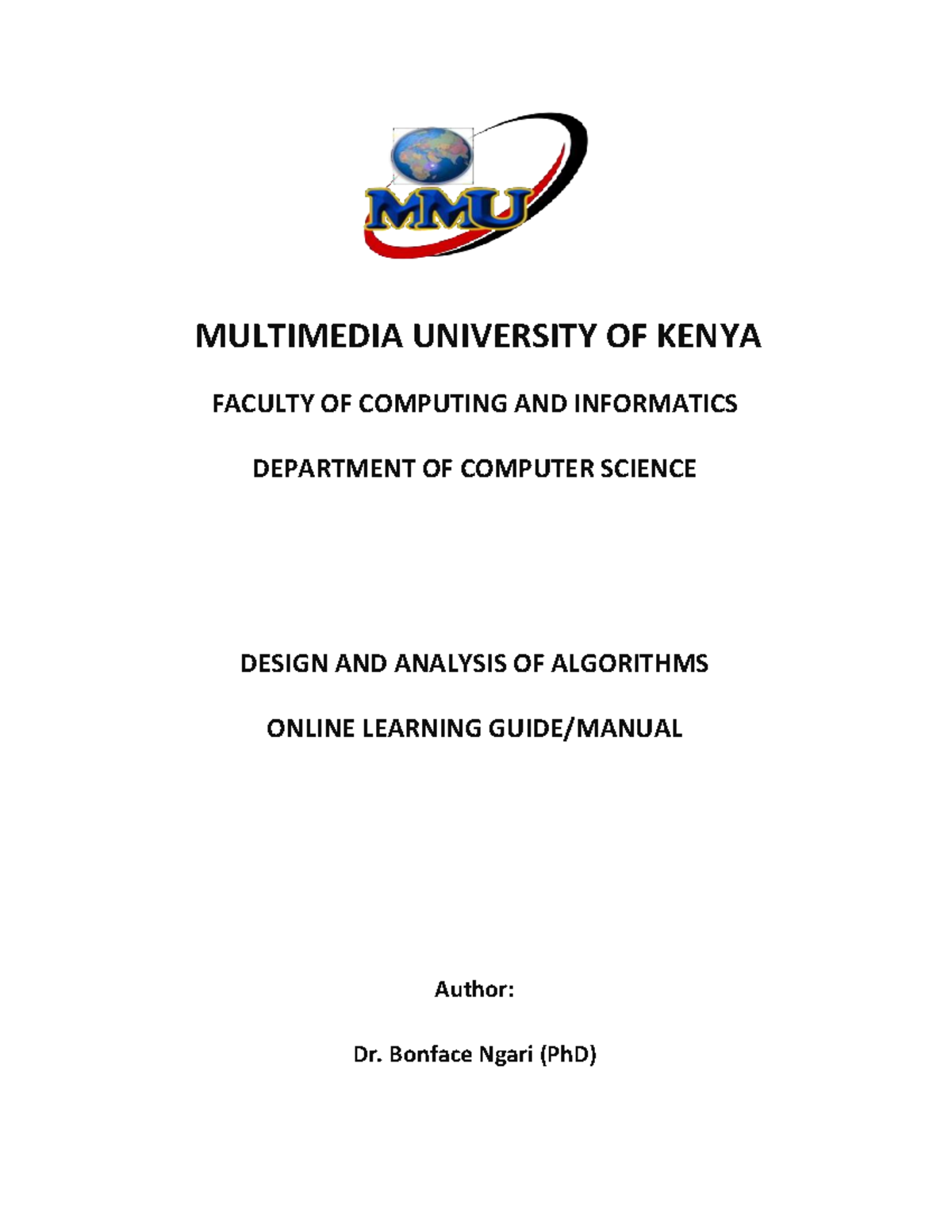 Topic 1 introduction notes - MULTIMEDIA UNIVERSITY OF KENYA FACULTY OF ...