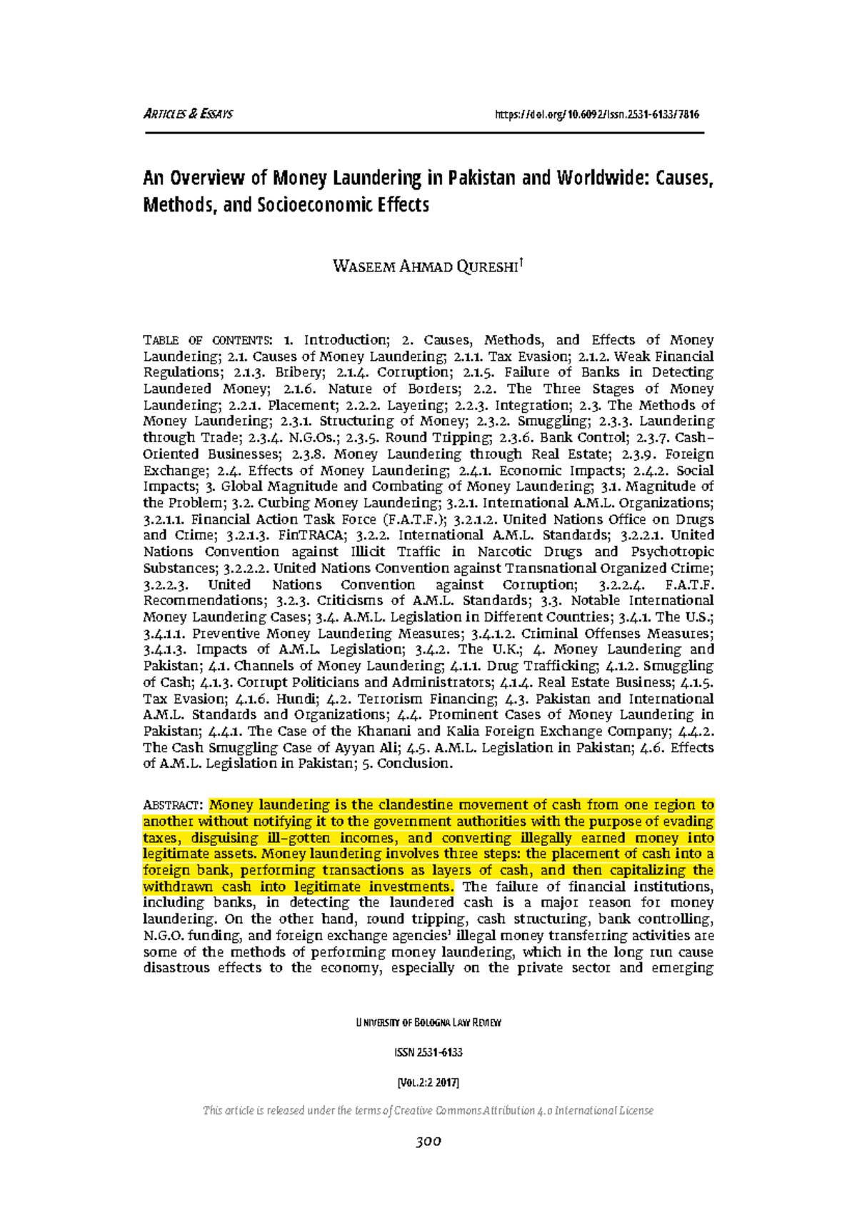 Money Laundering - ARTICLES & ESSAYS doi/10.6092/issn.2531-6133 ...