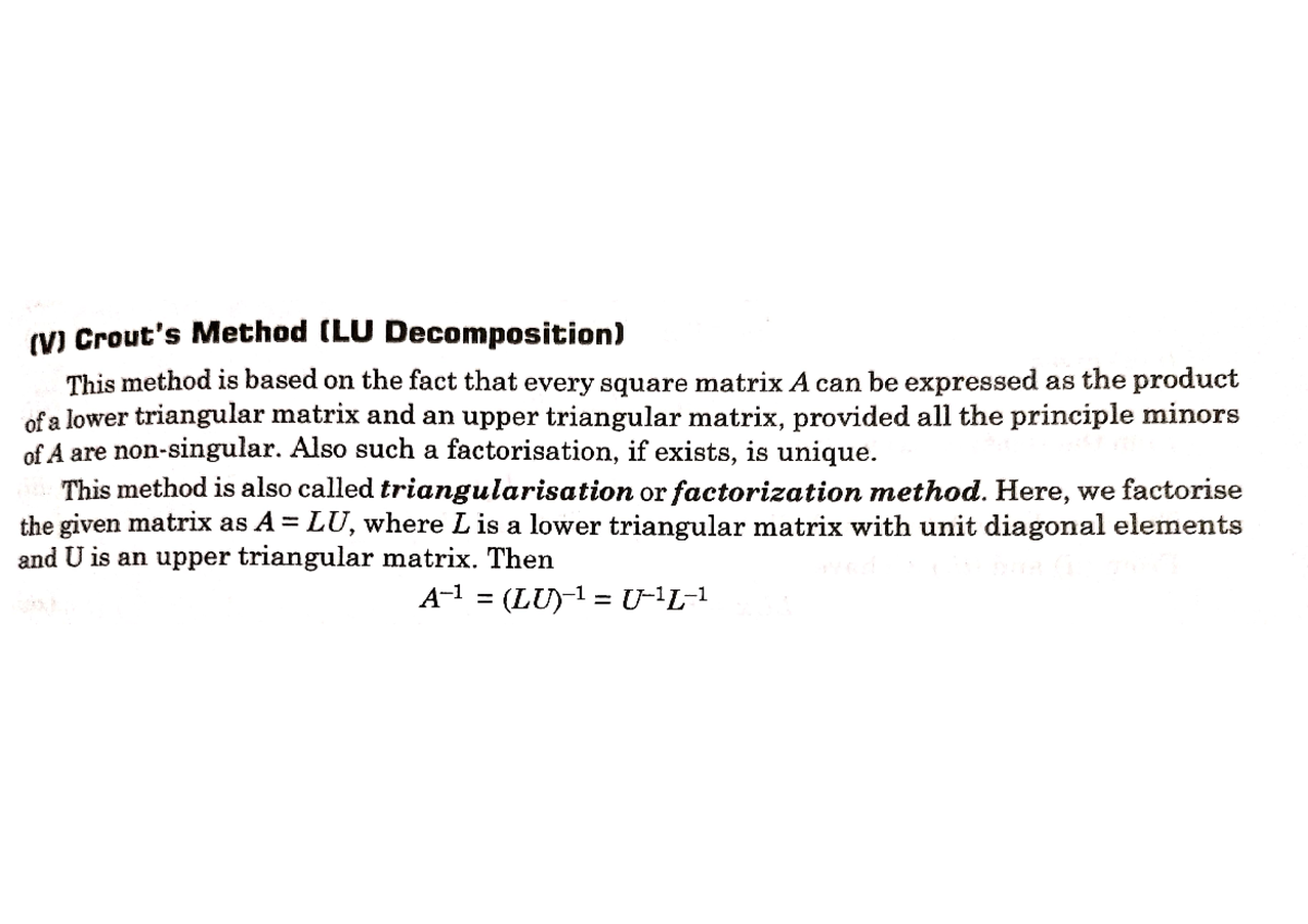 Crout Method - practice - btech - Studocu
