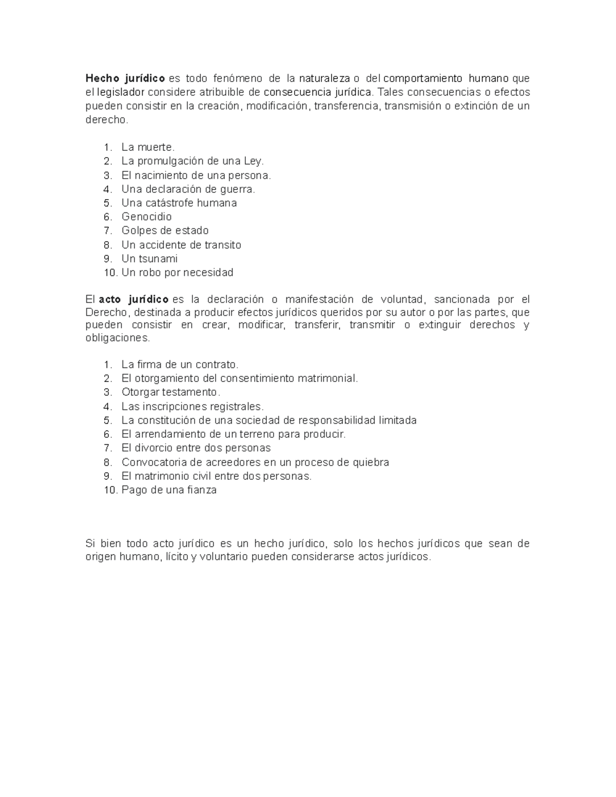 Diferencia entre hechos y actos juridicos stoduco - Hecho jurídico es ...