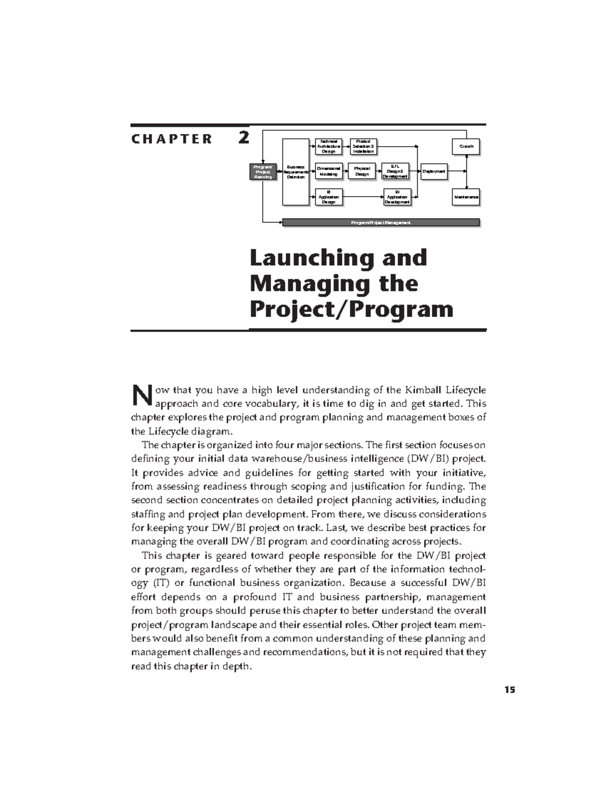 The Data Warehouse Lifecycle Toolkit Chapter 2 - Program/Project Management Application BI - Studocu