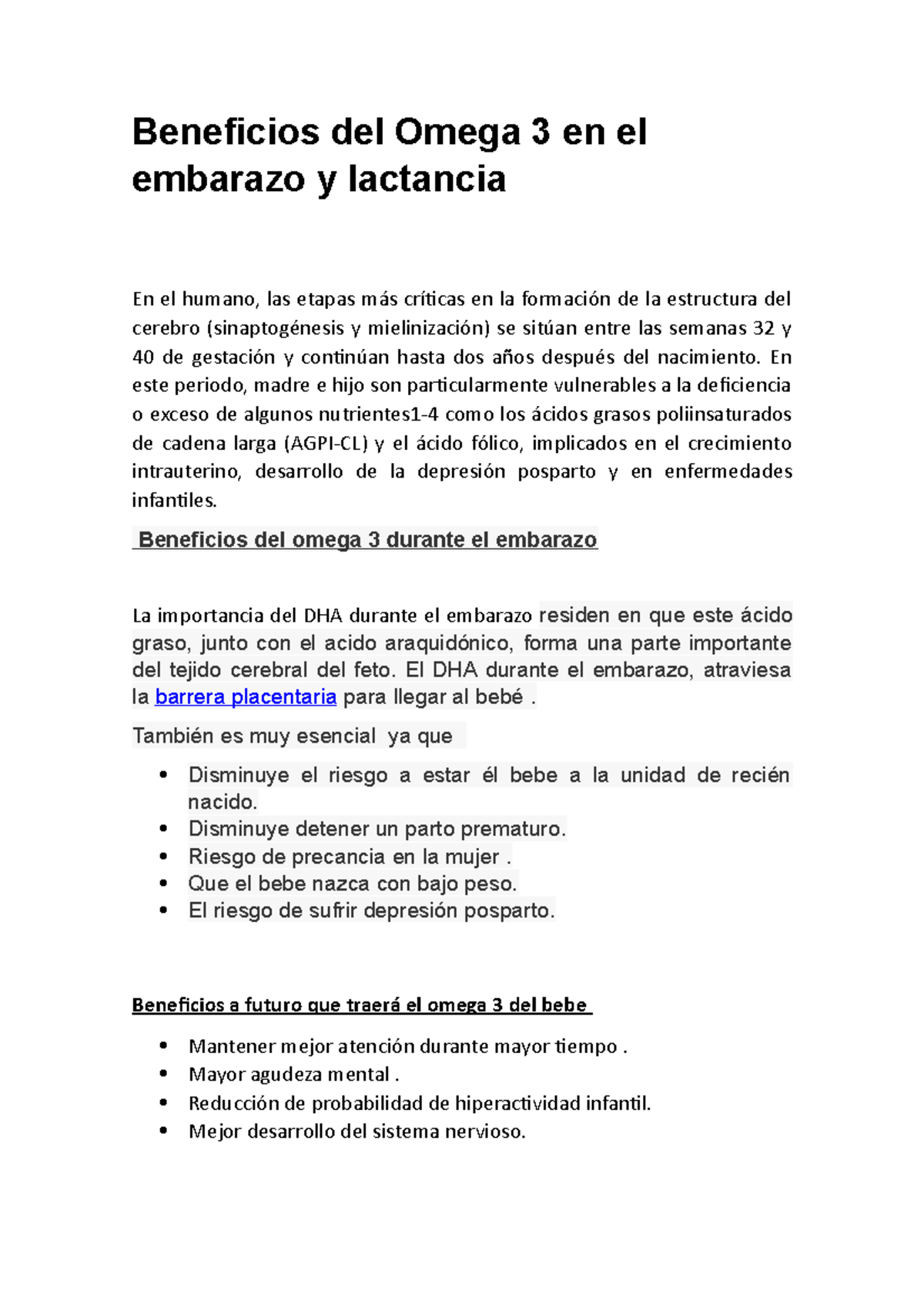 Beneficios del Omega 3 en el embarazo y lactancia - En este periodo ...