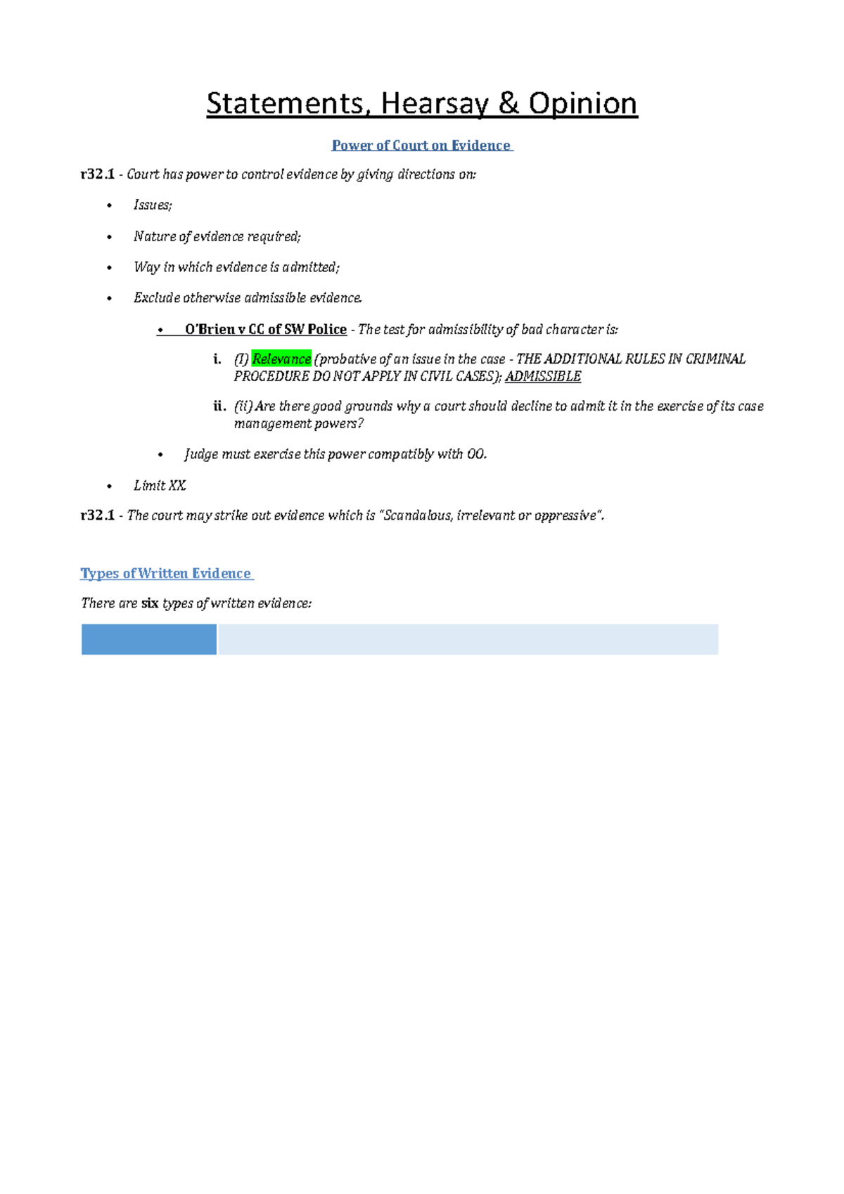 Statements hearsay and evidence - Statements, Hearsay & Opinion Power ...