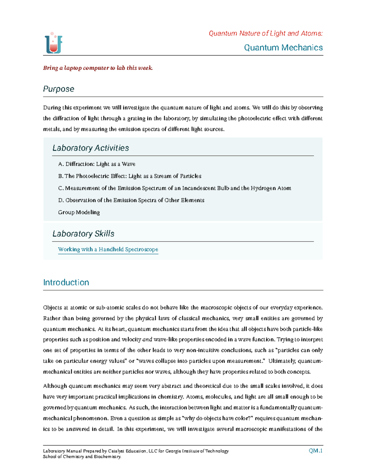 Laboratory Experiment - Quantum Nature of Light and Atoms: Quantum ...