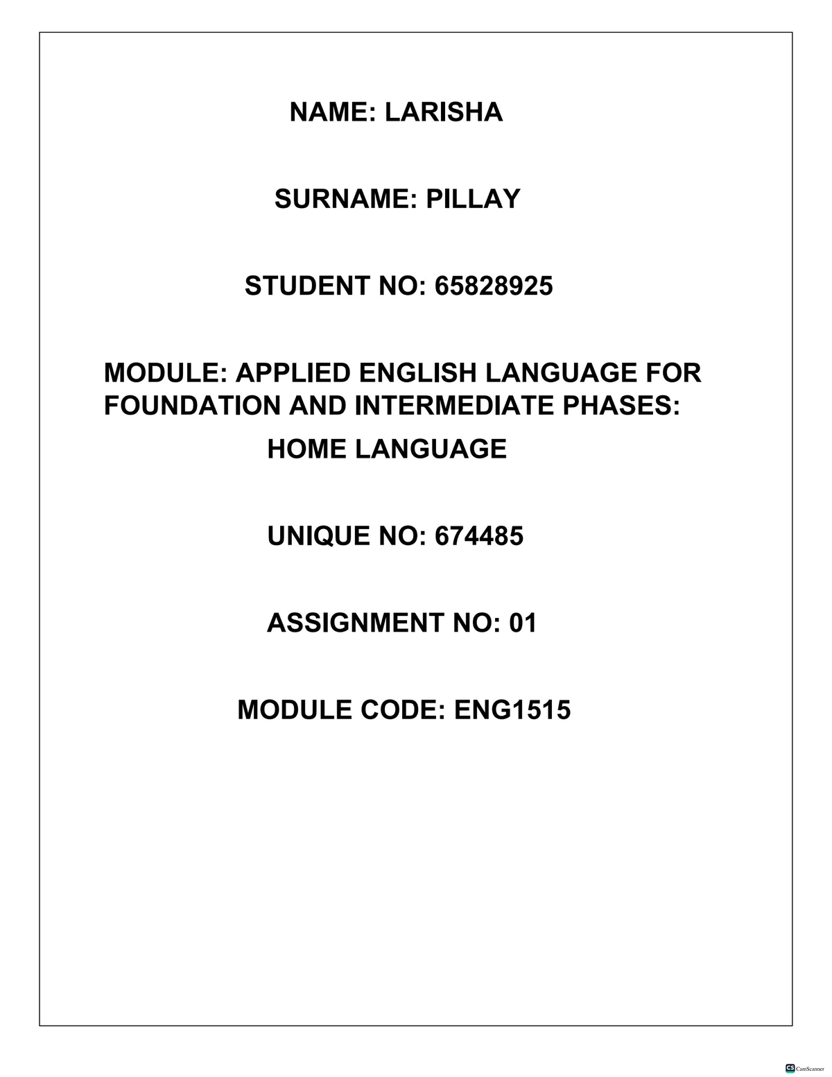 ENG1515 assignment 01 - ENG1514 - Studocu