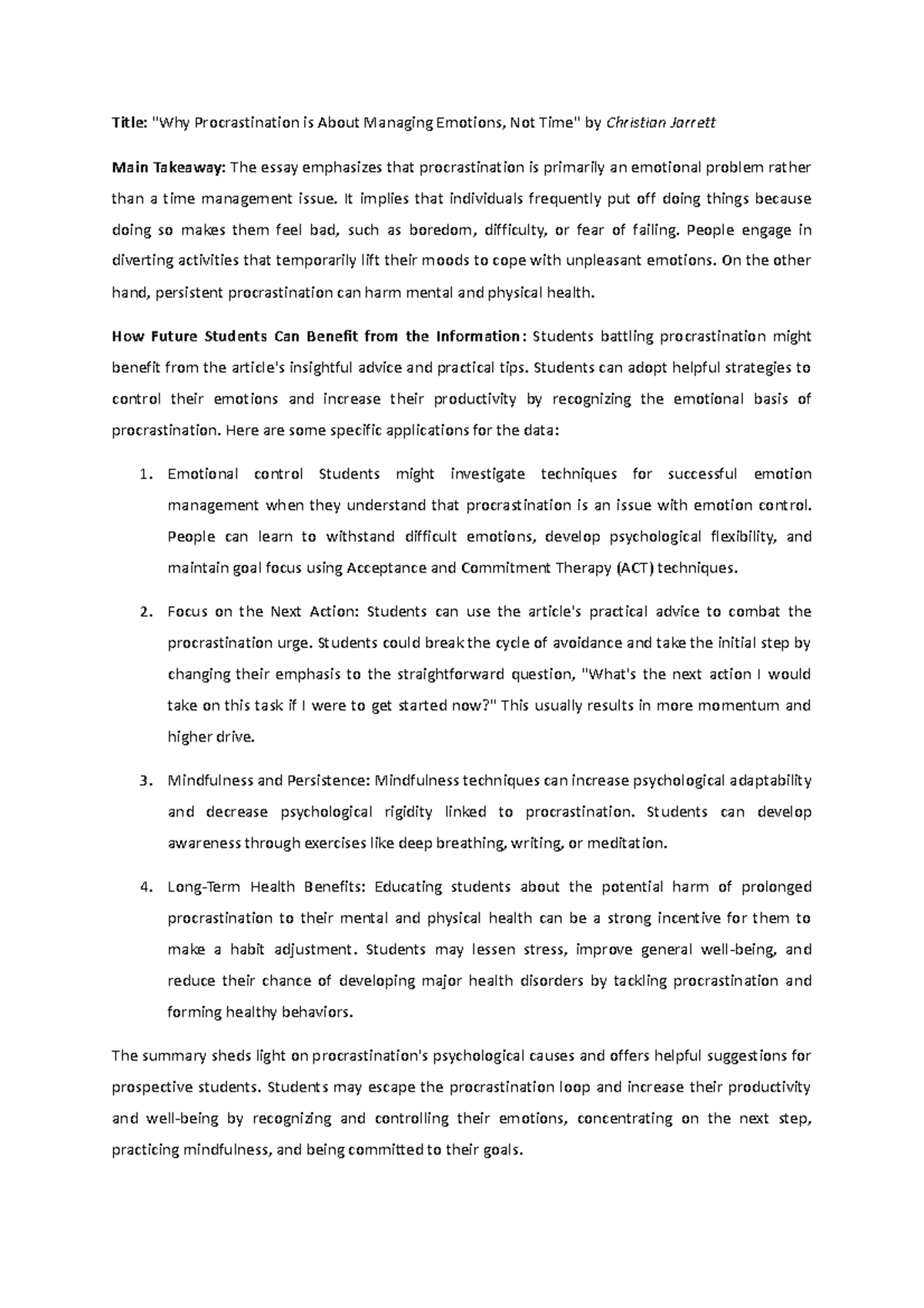 Procrastination 1 A Linear Programming Model Developeda Linear Programming Model Developeda 5038