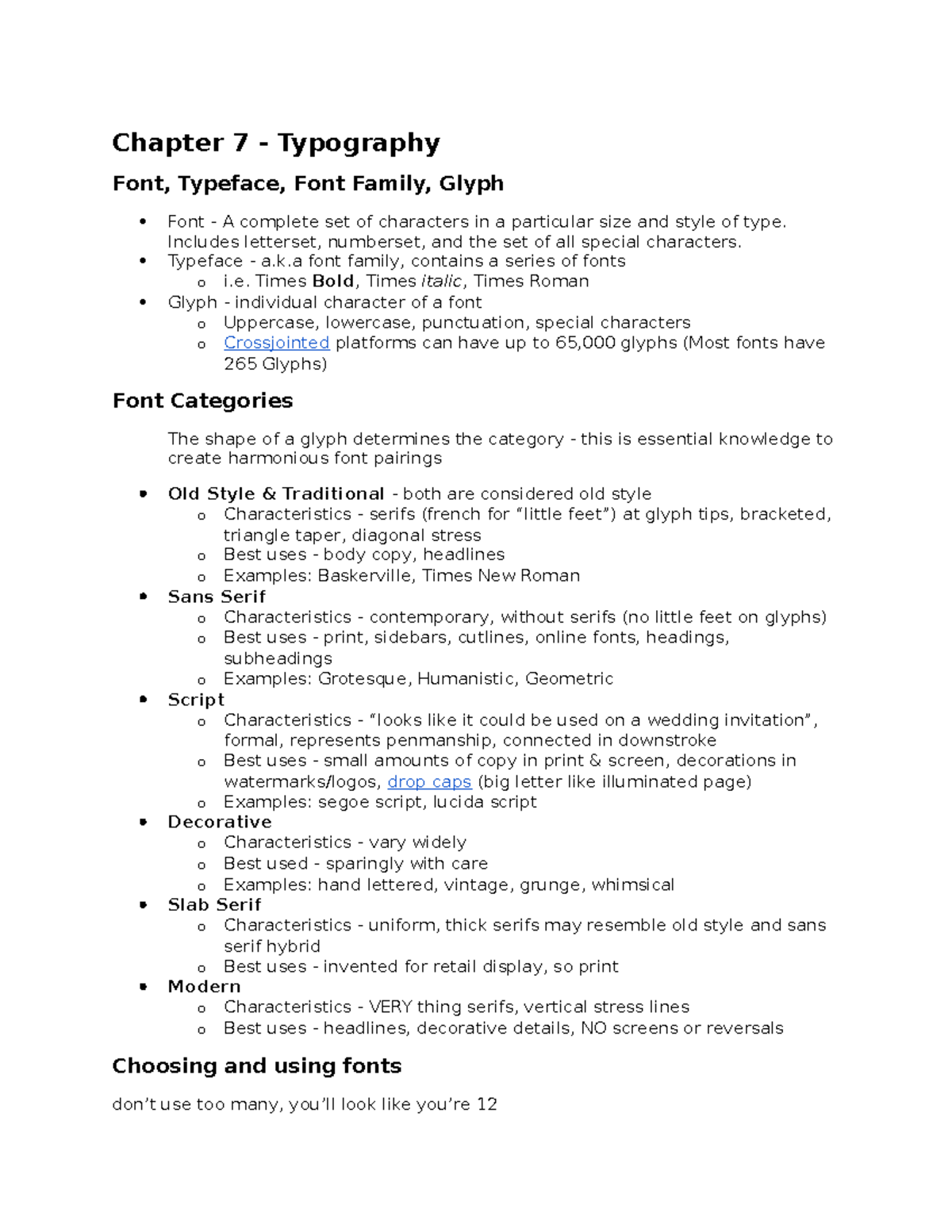 Chapter 7 SMAD 201 - Chapter 7 - Typography Font, Typeface, Font Family ...