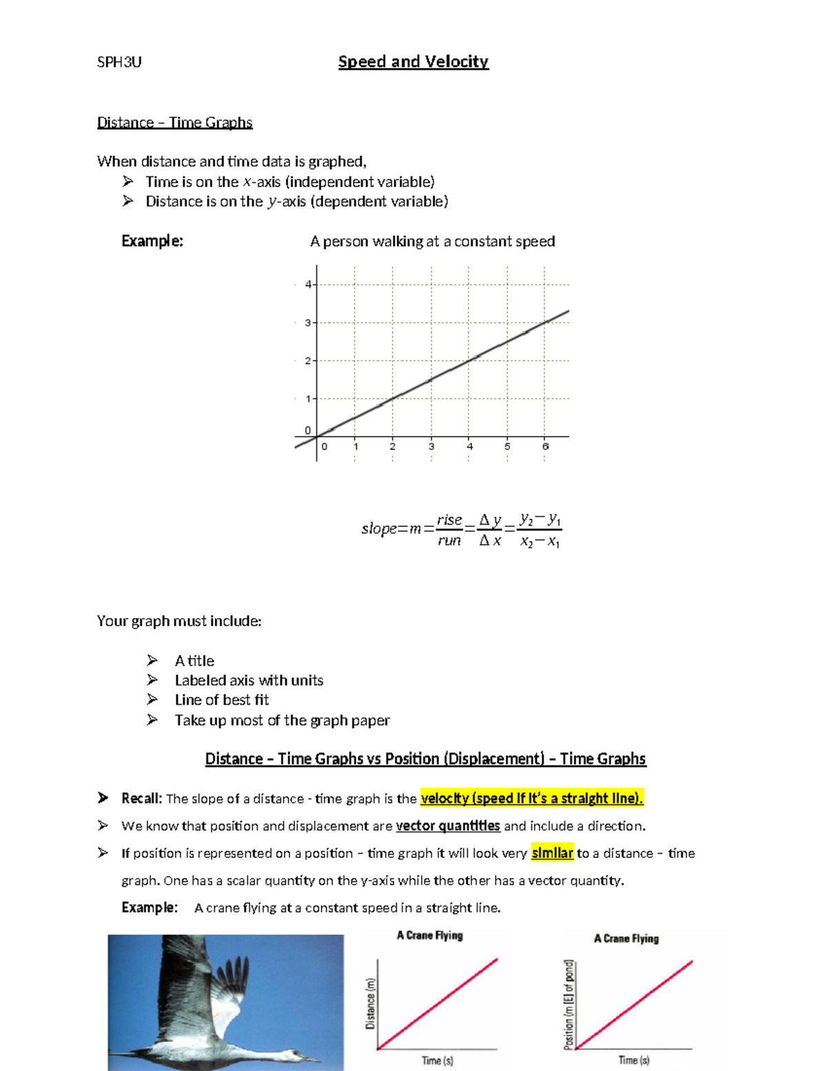 Unit 1 - Activity 2 - Speed and Velocity Worksheet - SPH3U Speed and ...