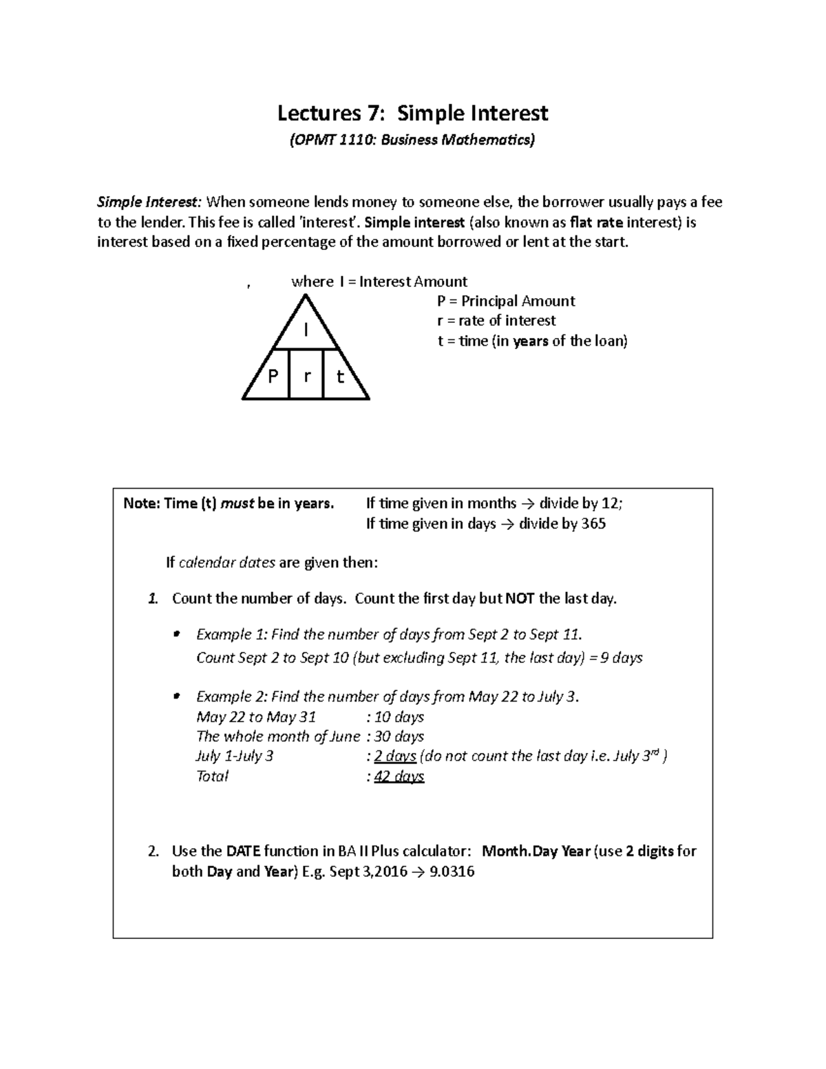 Lecture 7 8 Handout - THE PROMOTIONAL MIX - Lectures 7: Simple Interest ...