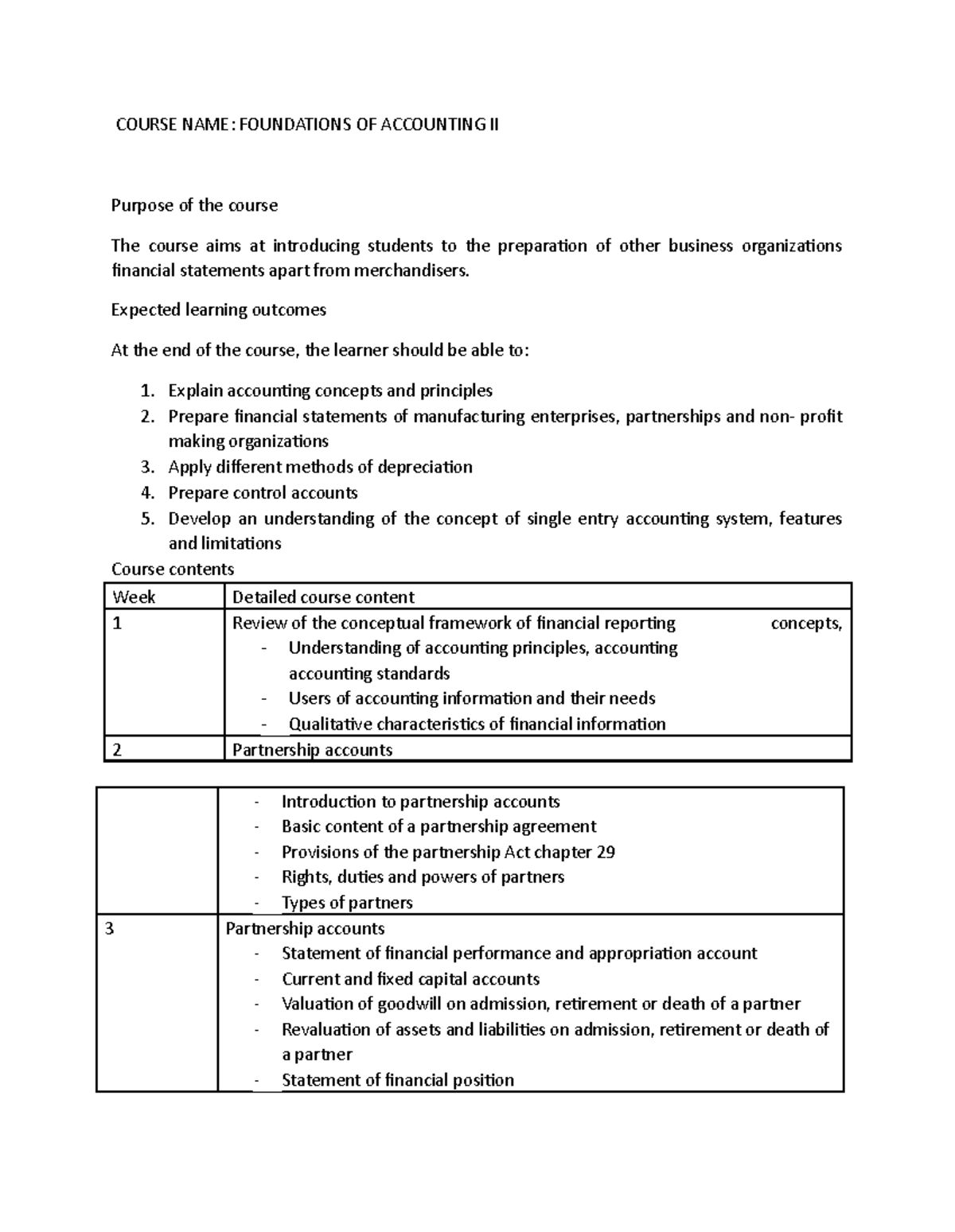 Accounting 2 - mr Evans - COURSE NAME: FOUNDATIONS OF ACCOUNTING II ...