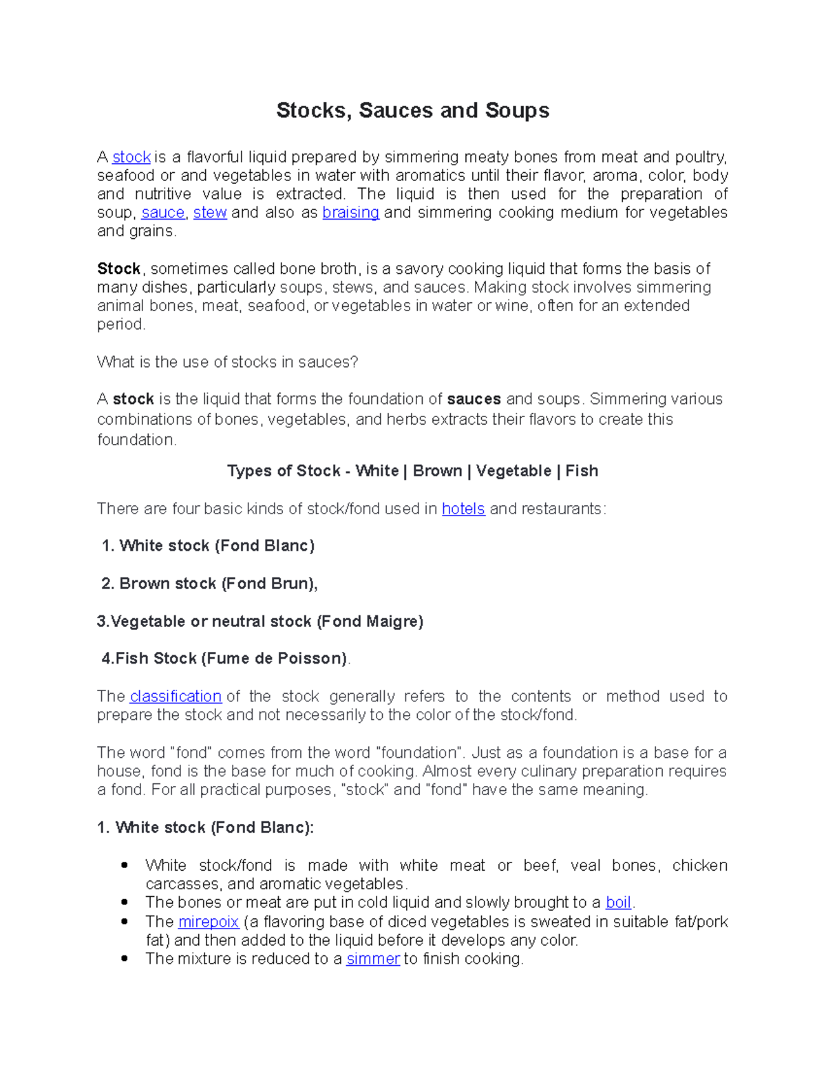 Stocks-handout-03 - Sandra Mula - Stocks, Sauces and Soups A stock is a ...