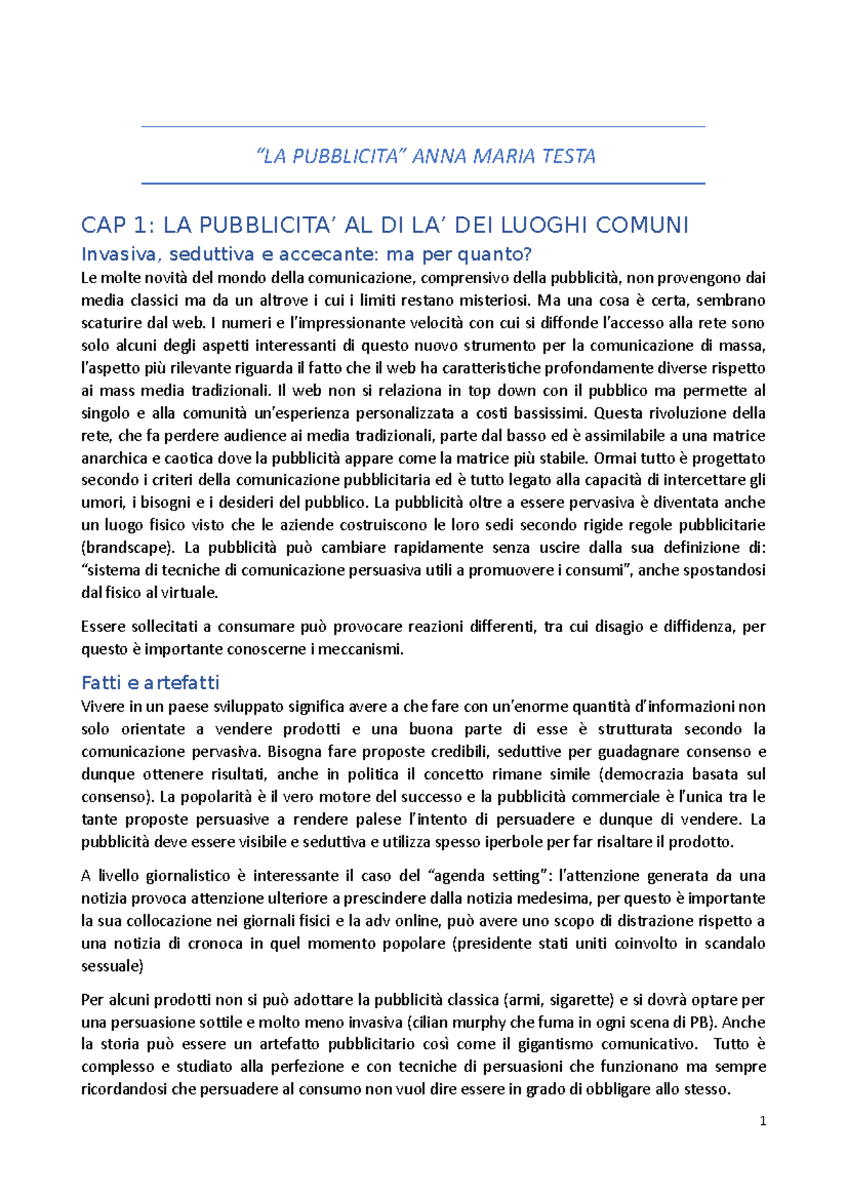 LA Pubblicita ANNA Maria Testa - “LA PUBBLICITA” ANNA MARIA TESTA CAP 1 ...