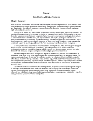 Chapter 4 summary - Social Work - Chapter 4 The Social Service Delivery ...