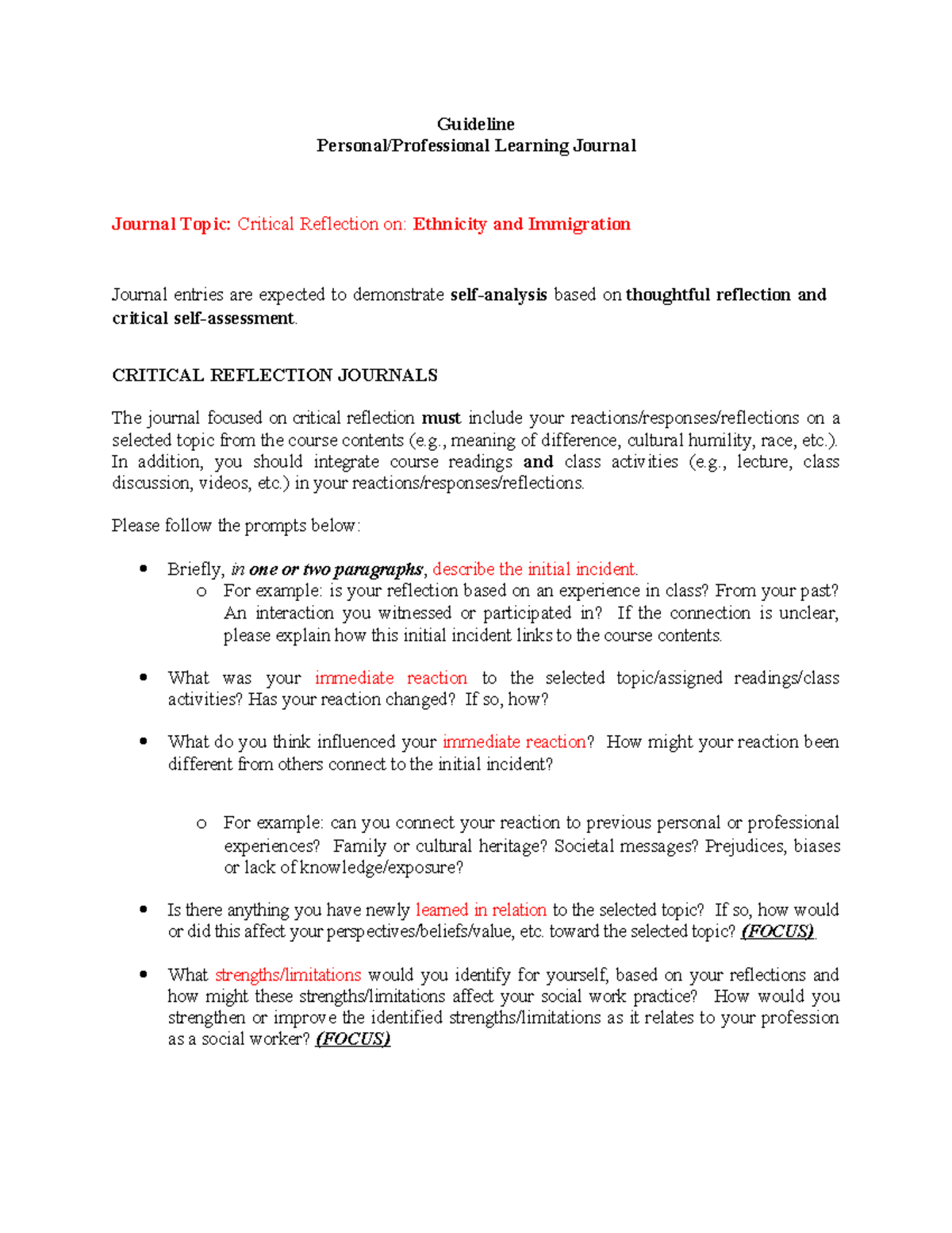 2 Journal -Guideline - Guideline Personal/Professional Learning Journal ...