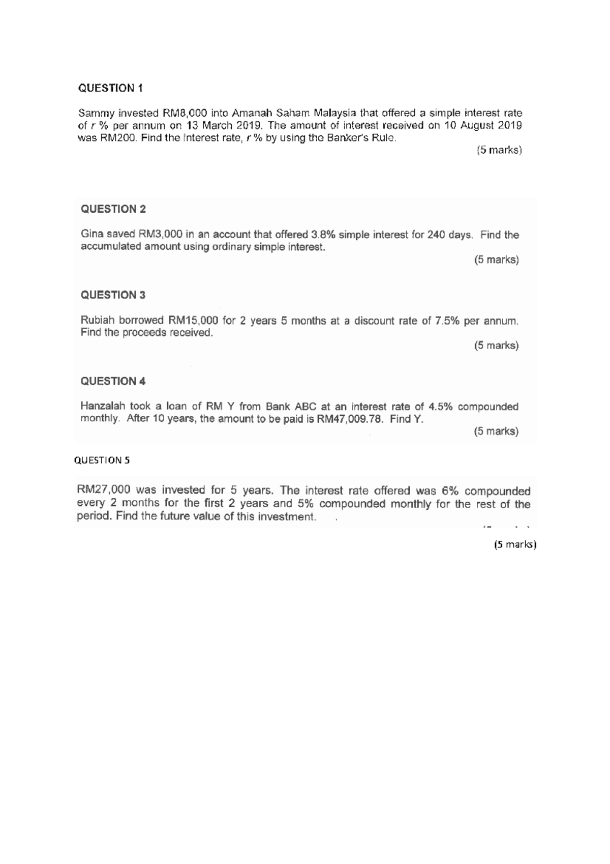 Revision Simple Interest Compound Interest Mat112 Akhlak Tahun 2