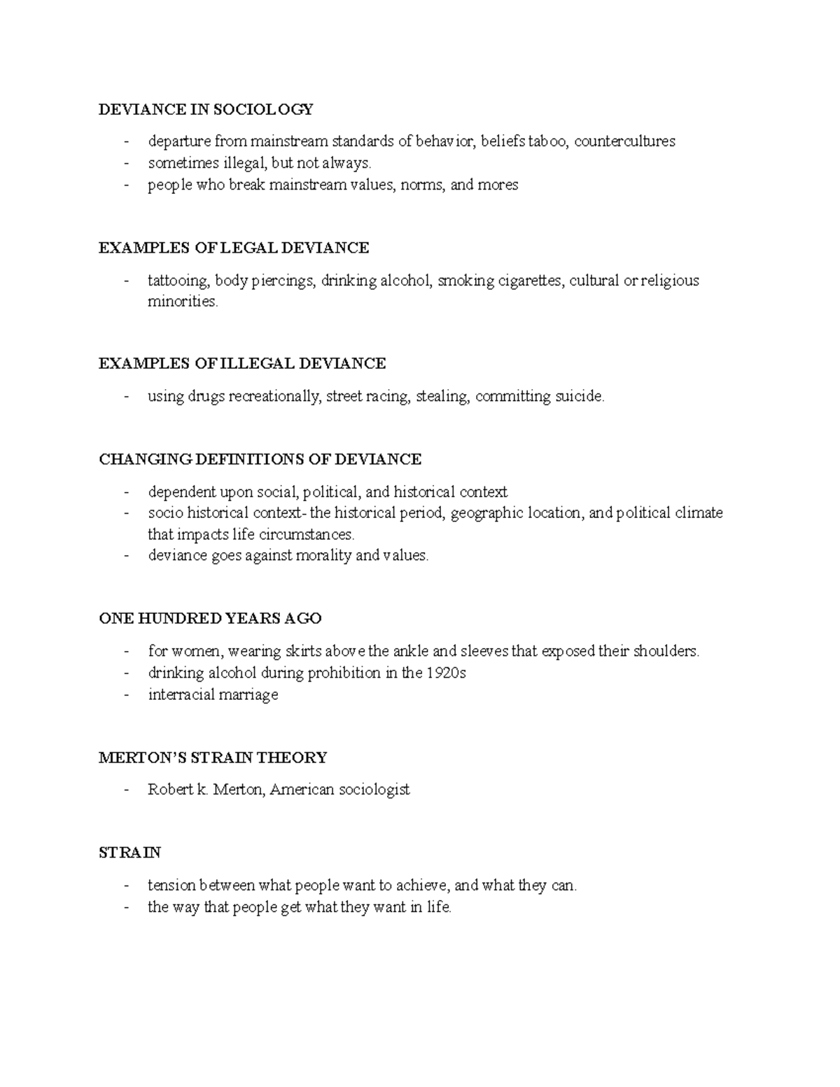 SOC 101 notes 1 - the different types of deviance that goes on in ...