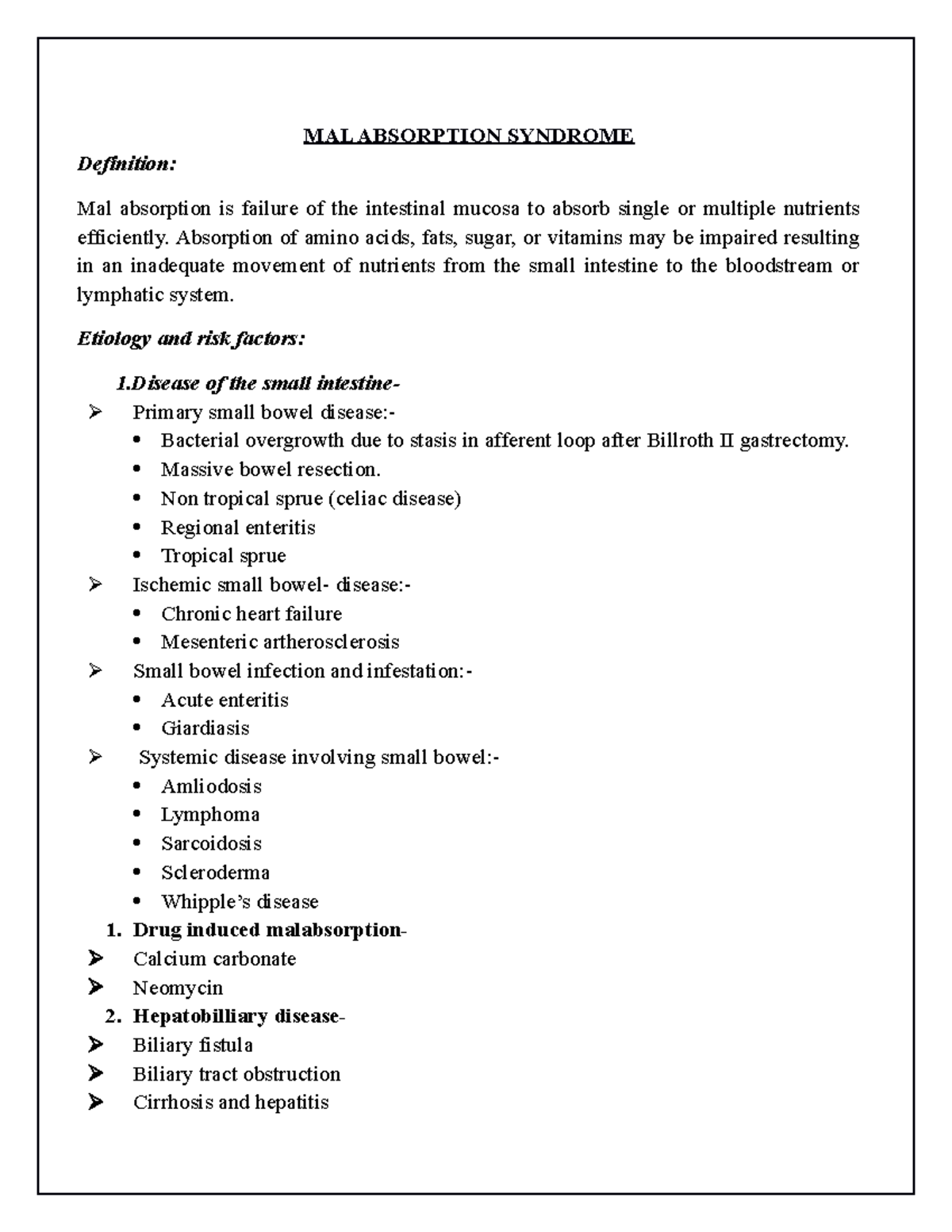 14. Malabsorbtion Syndrome - MAL ABSORPTION SYNDROME Definition: Mal ...