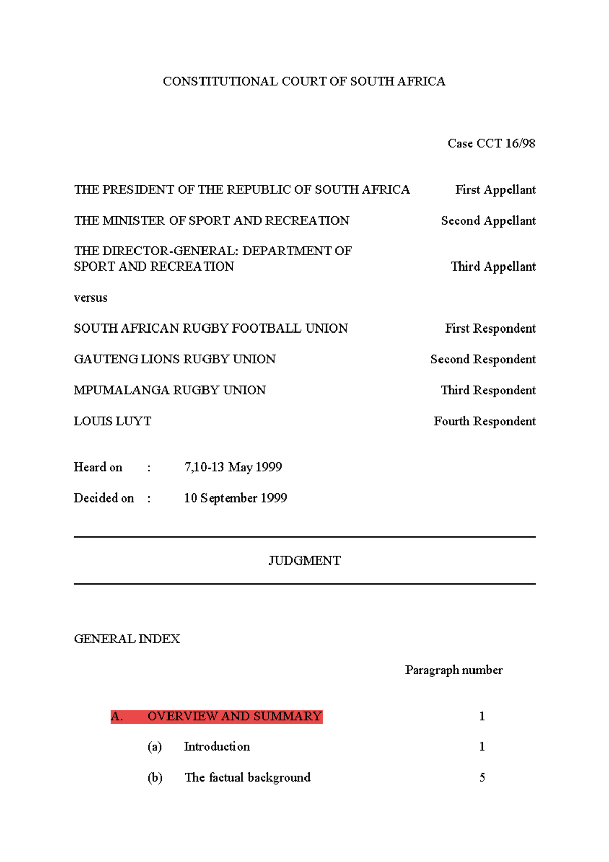 SARFU case summary-Adminstrative law - CONSTITUTIONAL COURT OF SOUTH ...