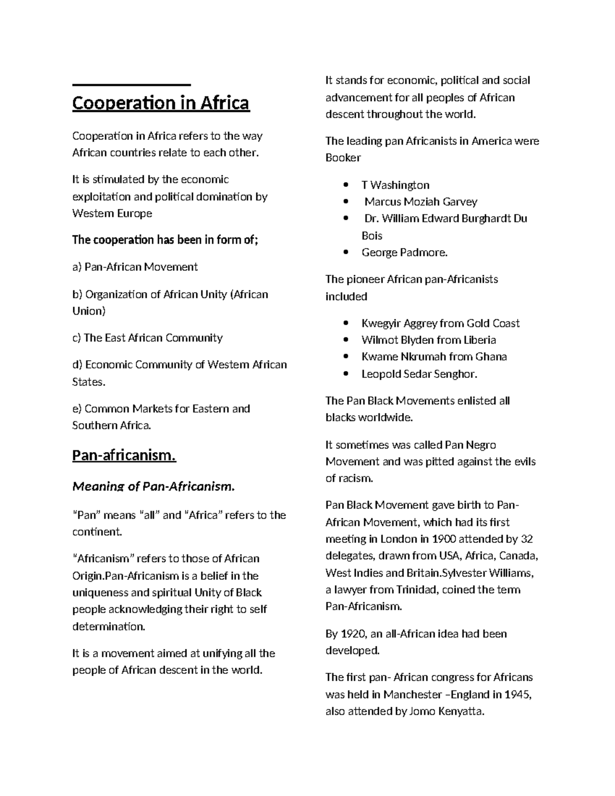 Cooperation in Africa - Arts - Cooperation in Africa Cooperation in ...