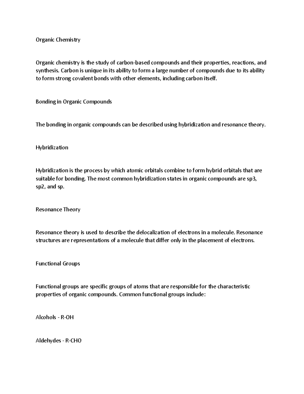 Orgchem - Organic Chemistry Organic chemistry is the study of carbon ...