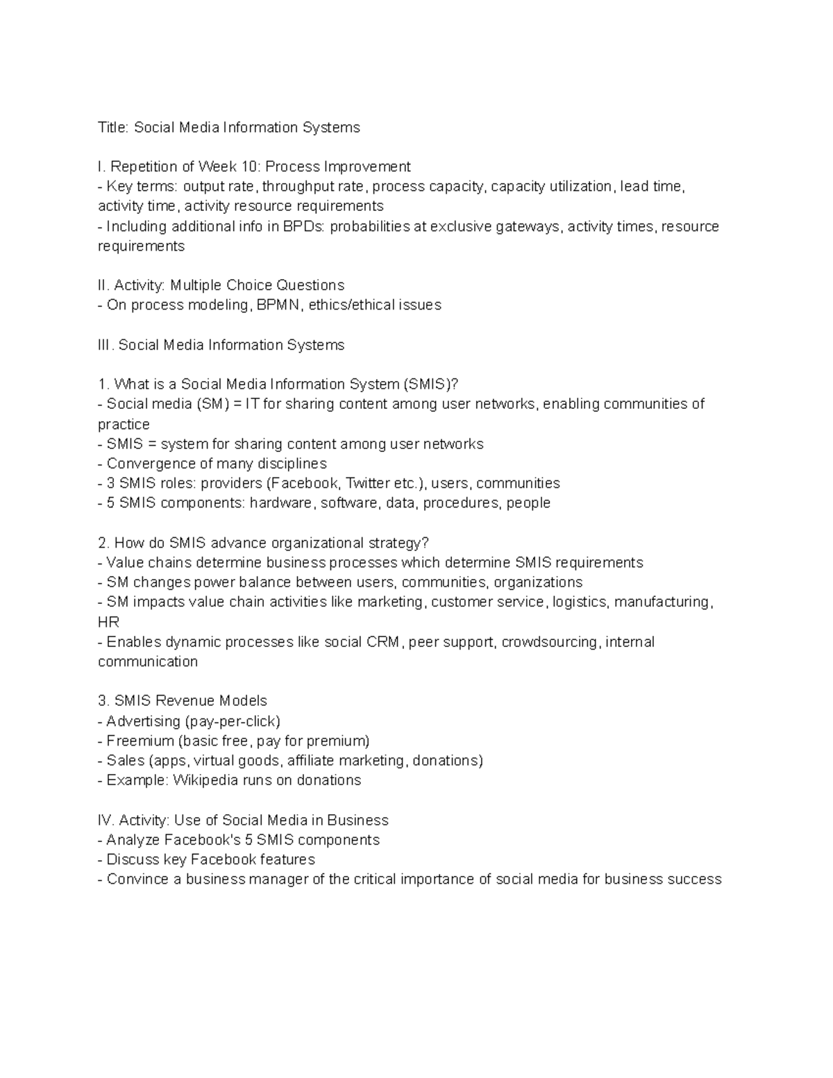 INFS1000 session 11 - Title: Social Media Information Systems I ...