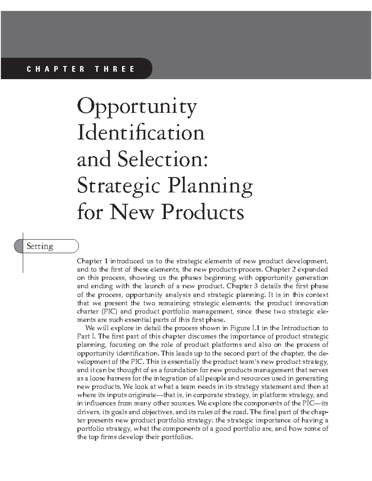 Chapter 2 - Opportunity Identification and Selection - C H A P T E R T ...