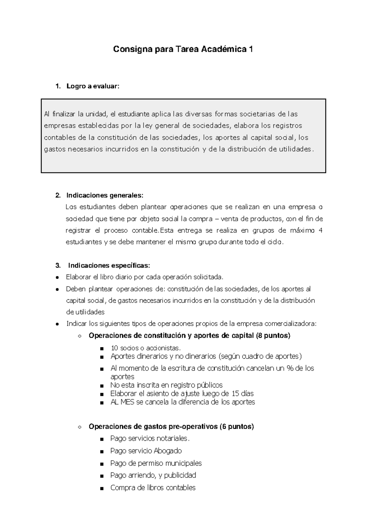 Consigna Tarea Académica TA1 - Consigna para Tarea Académica 1 1. Logro a evaluar: 2 ...