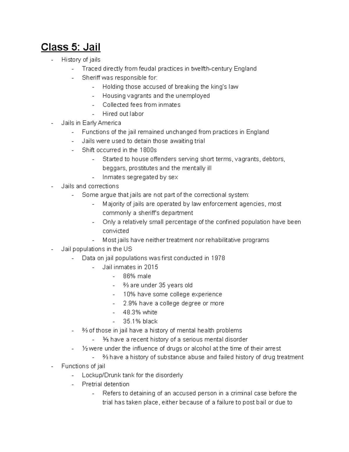 Class 5 Jail - jail notes - Class 5: Jail History of jails Traced ...