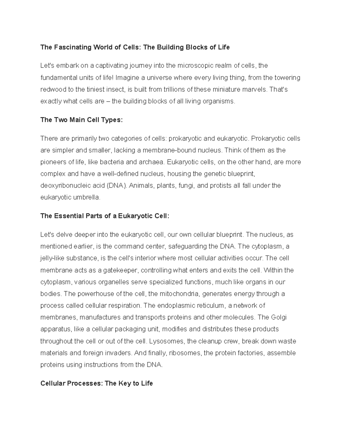 Science Lecture 1123 - The Fascinating World of Cells: The Building ...