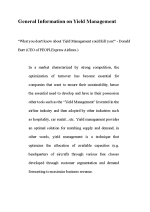 Calculation methods in Yield Management - Calculation methods in Yield ...
