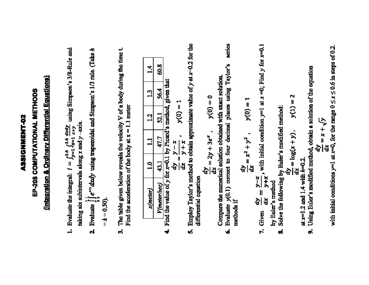 Assignment 2 - Computational Methods - Studocu