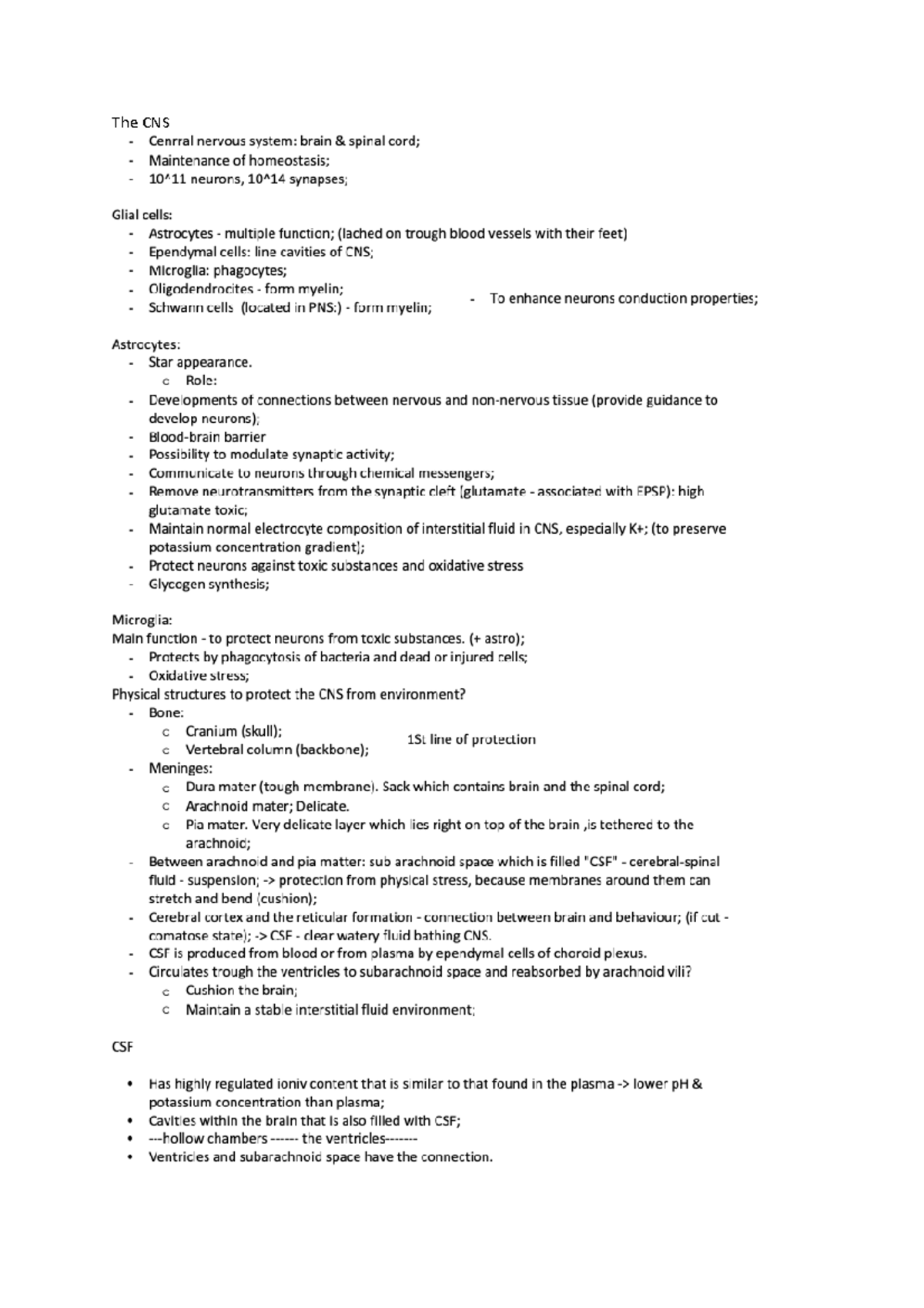 The CNS - Lecture notes on Central nervous system - The CNS Coronal ...