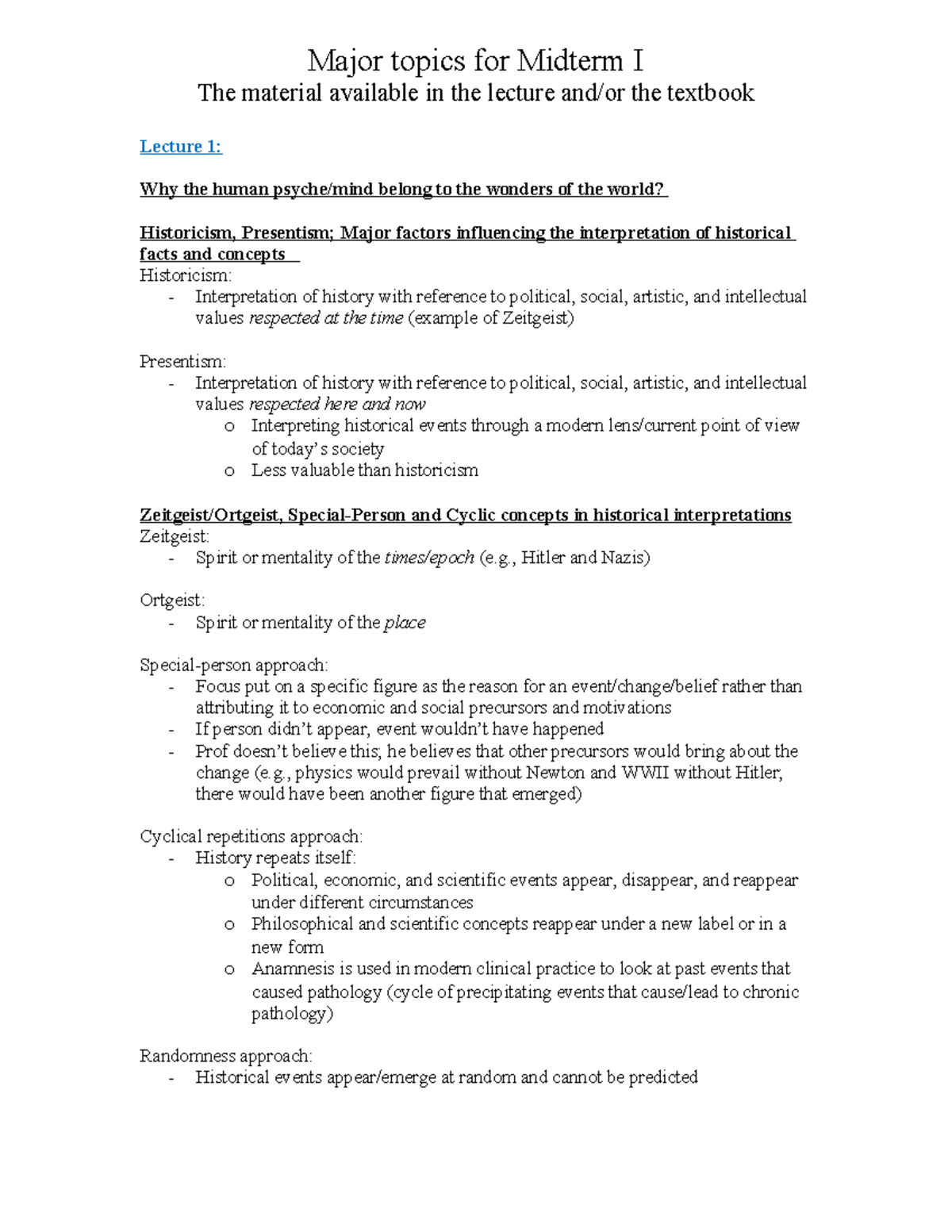 Midterm I. Major topics - Major topics for Midterm I The material available in the lecture and ...