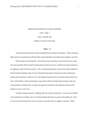 Task 1 C489 - Grade: B - SAT Task 1 Western Governors ...