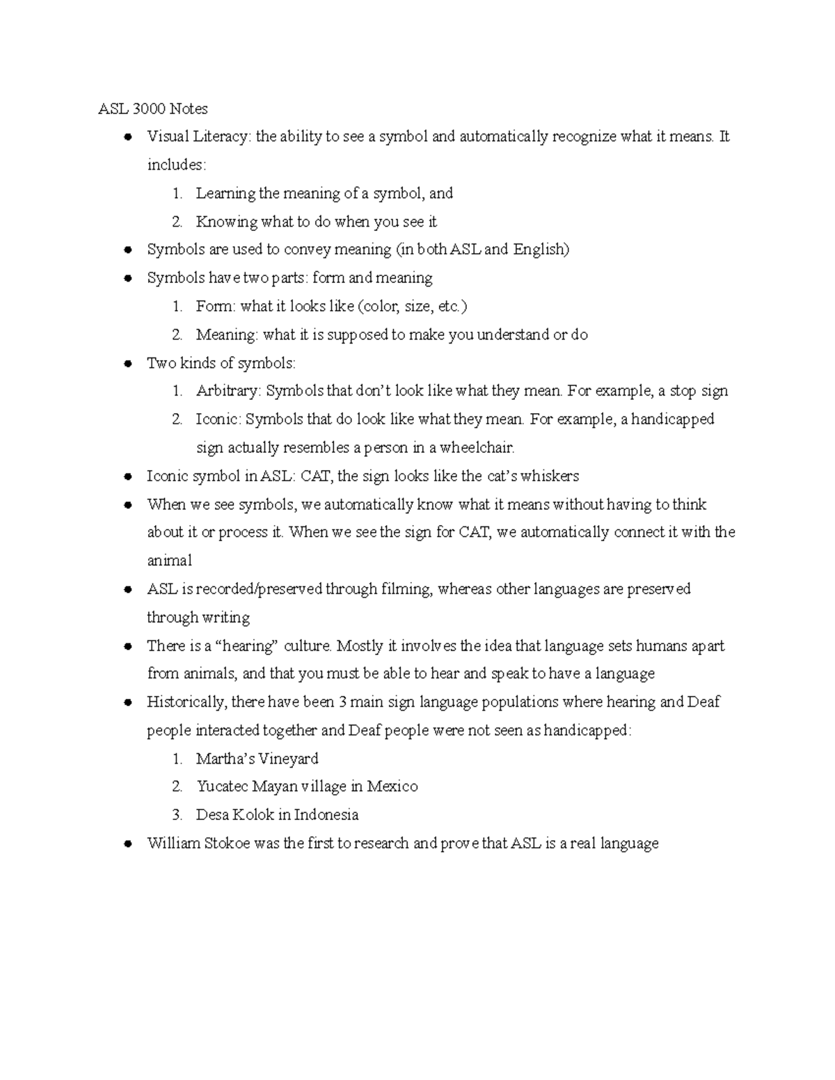 ASL 3000 Notes - ASL 3000 Notes Visual Literacy: the ability to see a ...